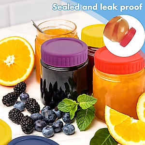 14 Pack 7 Wide Mouth & 7 Regular Mouth Mason Jar Lids, Suitable for Ball, Kerr and More, with Silicone Rings, Leak proof Plastic Storage Cap, 86mm &70mm, Reusable Jar Lid Tops, Colored Caps for Mason