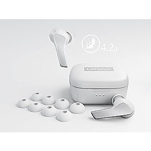 Lenovo Smart True Wireless Earbuds - Smart Switch Fast Pair - Active Noise Cancelling Earphones with Wireless Charging Case - 28 Hrs Playtime Headphones - 6 Built-in Mics - Bluetooth - White