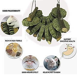 Hamiledy Bunny Chew Toy for Teeth,Guinea Pig Natural Organic Fruitwood Sticks with Grass Cake for Rabbits,Chinchillas,Gerbils, Squirrels, Hamsters, Chewing/Playing Pet Snacks Toy/Improve Dental Health
