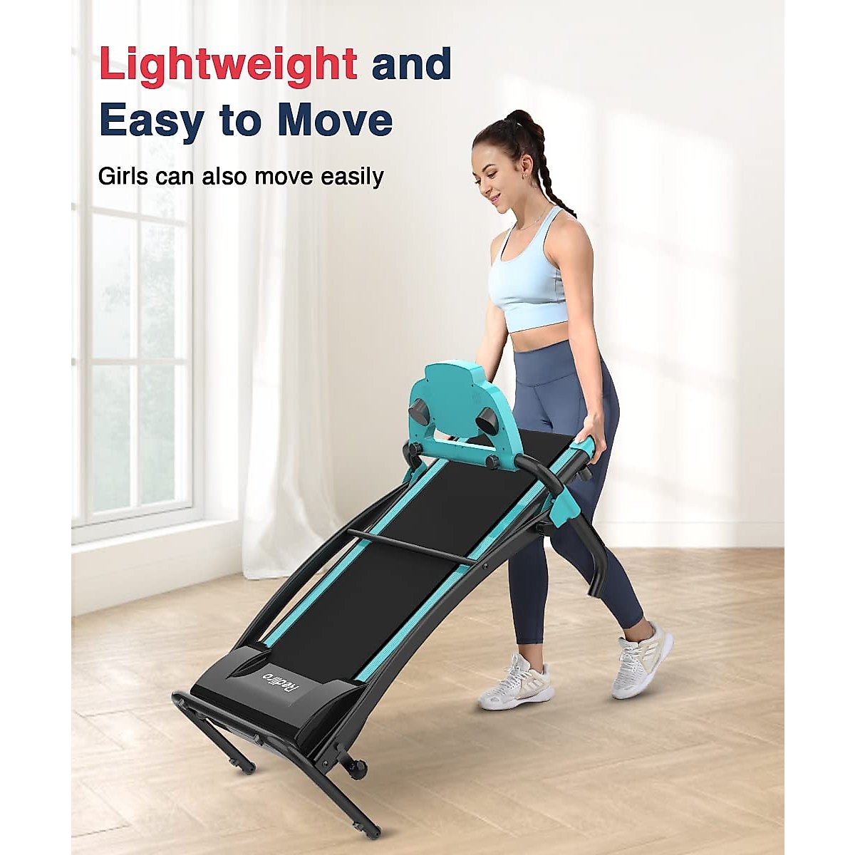 REDLIRO Electric Treadmill Foldable Exercise Walking Machince for Apartment Home/Office Jogging Compact Folding Easy Assembly 12 Preset Program 2 Wheels LCD Display