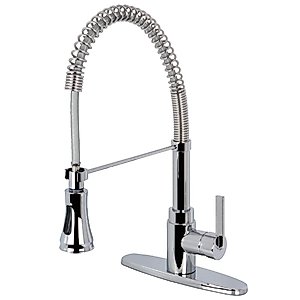 Kingston Brass GSY8871CTL Gourmetier Continental 8-Inch Centerset Single Handle Kitchen Faucet with Pull-Down Sprayer, Polished Chrome