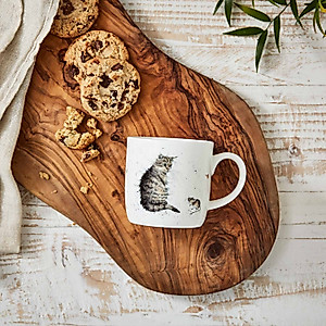 Portmeirion Royal Worcester Wrendale Designs Cat and Mouse Mug | 14 Ounce Large Coffee Mug with Cat Design | Made from Fine Bone China | Microwave and Dishwasher Safe