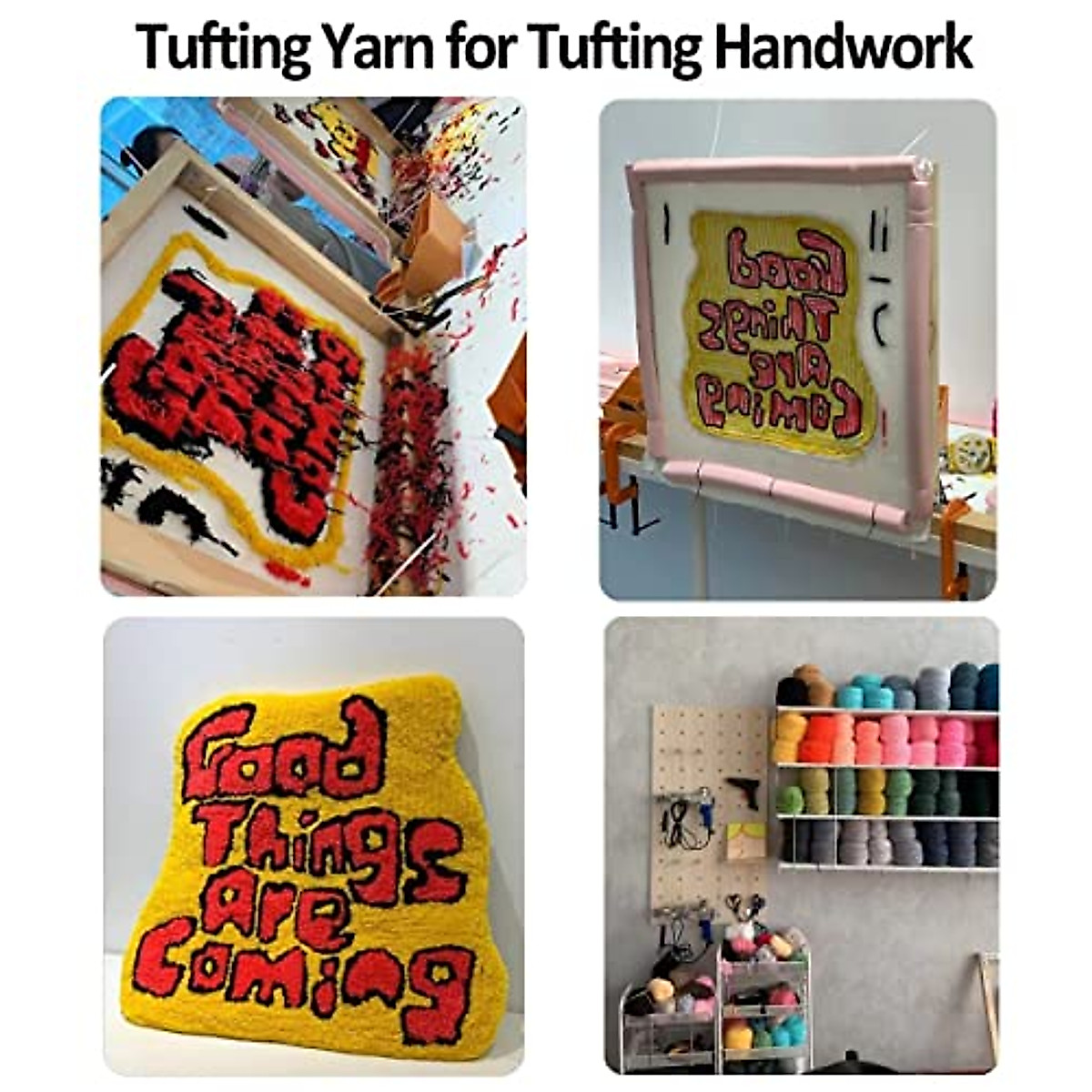 8ply Strands tufting Yarn for tufting Gun Rugs,100m Crocheting Fancy Chunky Cotton ployester Mixed Knitting Yarn,100g Multiple Color Knitting Thread Poke Embroidery Yarn,6 Rolls Set,Customized Color