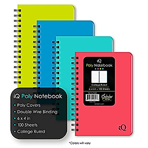 iScholar Double Wire Poly Memo Book, 6 x 4", Side Open, Color will Vary (94640)
