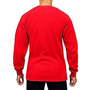 Access Men's Heavyweight Long Sleeve Thermal Crew Neck Top Red Large
