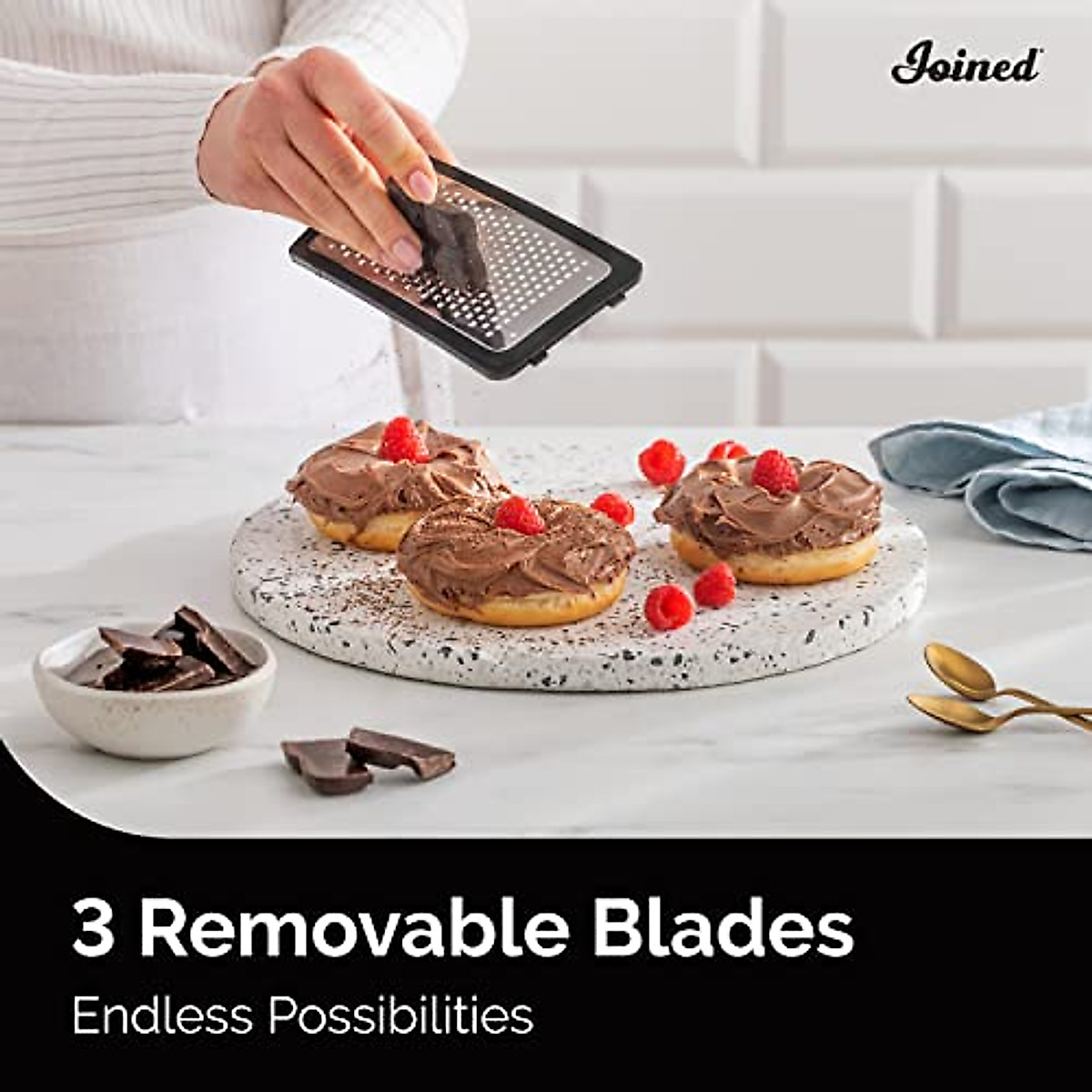 Joined Cheese Grater with Garlic Crusher - Box Grater Cheese Shredder - Cheese Grater with Handle - Graters for Kitchen Stainless Steel Food Grater - Garlic Mincer Tool and Vegetable Peeler