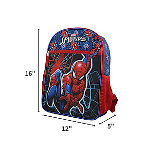 Marvel Spider-Man Boys 16" Backpack 5 piece School Set (One Size, Blue/Red)