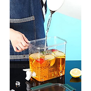 Elsjoy 2 Pack Plastic Drink Dispenser with Spigot, 1 Gallon (3.5 L) Beverage Dispenser Cold Drink Container for Iced Tea, Lemonade, Fridge, Bar, Party, Lock Lid