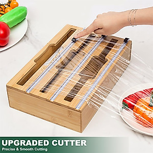 Storage Bag Organizer for Drawer, Foil and Plastic Wrap Dispenser with Cutter for Kitchen, 9-in-1 Storage for Snack, Gallon, Sandwich and More