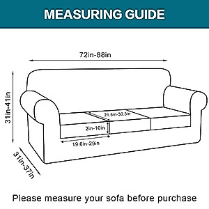 4 Piece Sofa Covers For 3 Cushion Couch Sofa Slipcover Soft Couch Cover For Dogs-Washable Sofa Furniture Covers With 3 Individual Cushion Covers,Feature Jacquard Fabric(3 Cushion Sofa, Biscotti Beige)