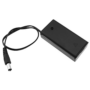 RLECS AA Battery Holder Black 2x1.5V 3V AA Battery Box with DC 5.5x2.1mm Male Connector DIY Battery Holder Battery Packs Case Power Bank Wired ON/Off Switch with Cover