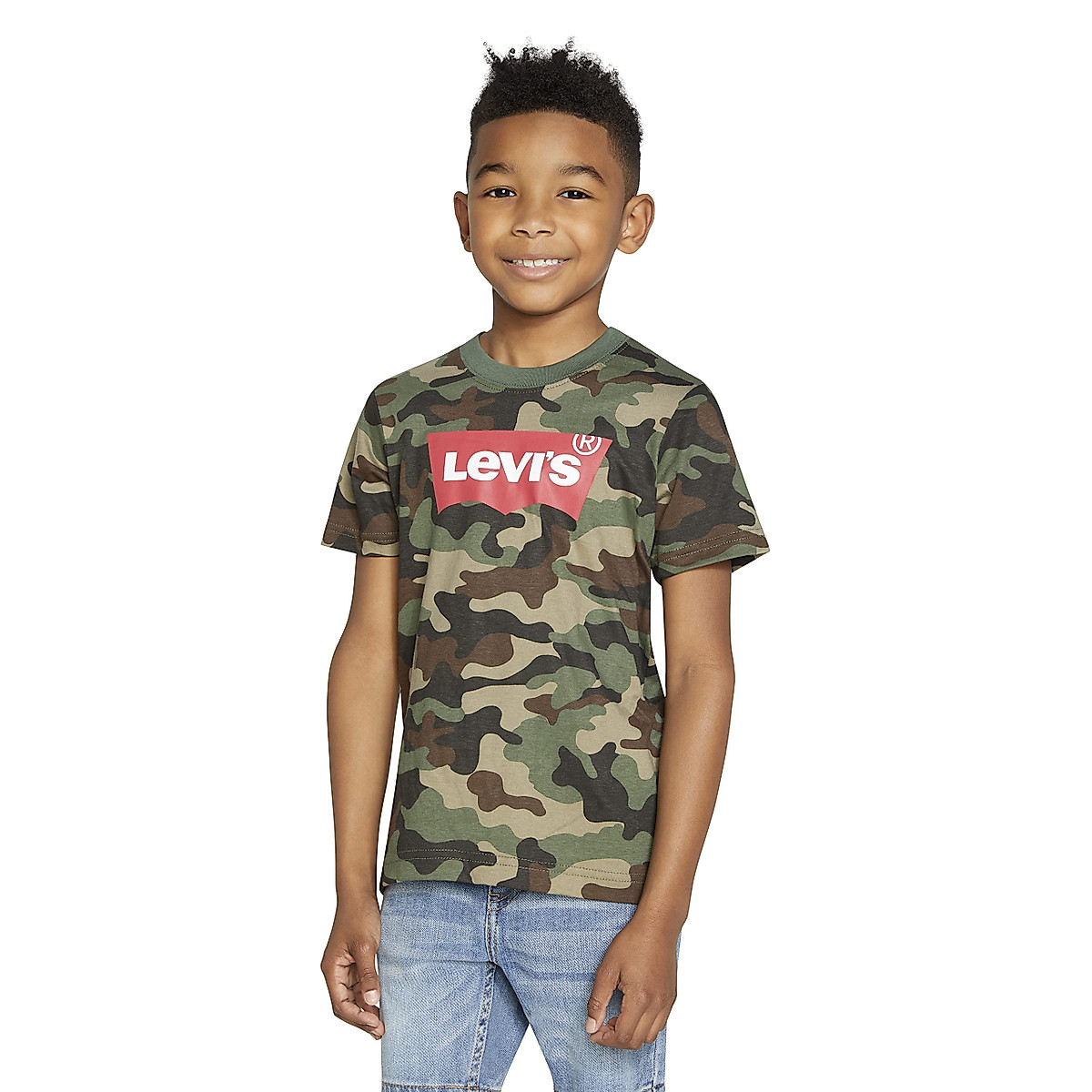 Levi's Boys' Big Classic Batwing T-Shirt, Cypress camo, XL