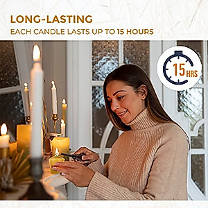 BeeTheLight Votive Candles (Pack of 12) - Unscented - 15 Hours Burn Time Each - Naturally Light Honey Scented - 100% Pure Beeswax Candles - Handmade Decorative Votive Candle Set