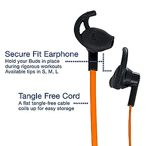 Emerson Wireless In-Ear Bluetooth Sports Earbuds Headphones with Universal Mic and Remote and Tangle free cable ER106001