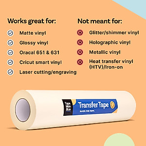 24 inch x 100 Yard Roll of Vinyl Transfer Tape Paper with Layflat Adhesive. Premium-Grade Application Tape for Vinyl Graphics and Sign Making. Made in The USA