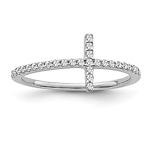 ARAIYA FINE JEWELRY 925 Sterling Silver Round-shape Diamond Cross Band Ring (1/6 cttw, I-J Color, I2-I3 Clarity), Size 8.5