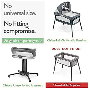 Bassinet Fitted Sheets Compatible with Chicco Lullago Bassinet and Chicco Close to You 3-in-1 Bedside Sleeper – Snuggly Soft Jersey Cotton – Fits Perfectly on 19 x 32 Mattress Pad – Grey – 2 Pack