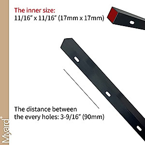 Myard Square Pre-Drilled Intermediate Picket Post with Connectors for 1/8" Stair Cable Railings, Length 50" with 12 Angled Offset Elongated Holes (50", Black, 4-Pack)