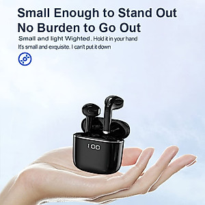 HORNORM Wireless Earbuds Bluetooth 5.0 Headphones with Microphone Stereo Gaming Sport in Ear Earbuds Headsets with LED Display Charging Case,48Hrs Playtime Stereo Sound