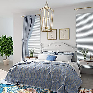 KSANA Gold Chandelier, 4-Light Gold Lantern Pendant Light with Adjustable Framework for Kitchen, Dining Room, 14" W x 28.3" H