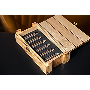 Wooden Crate Set of 6 Whiskey Stones, Reusable Ice Cubes, Gifts for Christmas Stocking Stuffers, for Men Dad, Unique Ideas for Birthday for Boyfriend Him Cool Gadgets for Husband Brother Anniversary