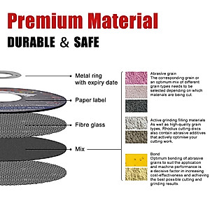 JINSINA Cut Off Wheels 12 PCS, 4 1/2 Inch Metal and Stainless Steel Cutting Wheel, Fast Cutting Disc for Angle Grinder (4-1/2 x .045 x 7/8inch) 10+2pcs