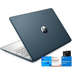 HP Pavilion 15.6" HD Laptop Computer, Intel Pentium Processor, 8GB RAM, 512GB SSD, Webcam, USB-C, HDMI, WiFi, Includes 1-Year Microsoft 365, Windows 11 S, Blue, TiTac Card
