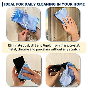 Silver Star Glass & Window Microfiber Cleaning Cloth – Reusable, Soft, Lint-Free, Streak-Free, Scratch-Free (Light Blue, 16" x 16", 6Pack)