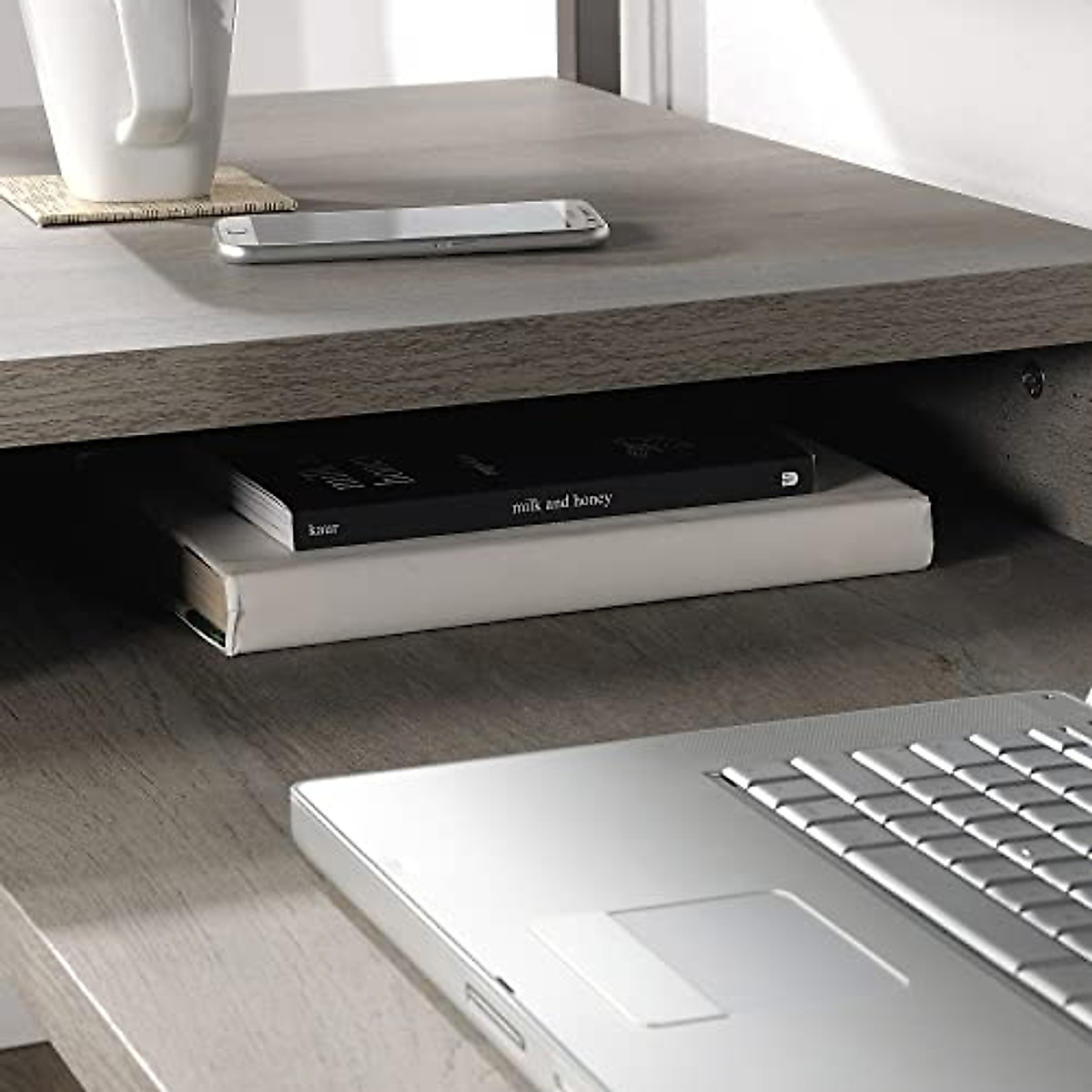 Sauder® Manhattan Gate 61"W L-Shape Computer Desk With Wireless Charger, Mystic Oak