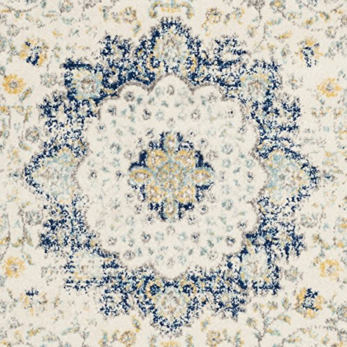 SAFAVIEH Evoke Collection Area Rug - 9' x 12', Ivory & Blue, Shabby Chic Oriental Medallion Design, Non-Shedding & Easy Care, Ideal for High Traffic Areas in Living Room, Bedroom (EVK220C)