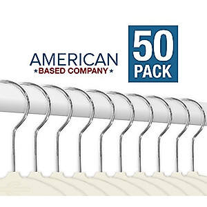 Closet Complete 71634 Supreme Quality, Heavyweight, 85-Gram, Virtually-Unbreakable Velvet, Ultra-Thin, Space Saving, No-Slip Suit Hangers, 360° Spinning Rose Gold Hooks, 50, Ivory, 50 Count