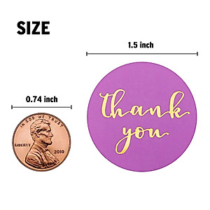 1.5'' Thank You Stickers, Adhesive Gold Font Thank You Stickers Labels, Round Small Business Stickers, Ideal for Bakery, Boutiques,Retailers & Small Business Owners, 500 Labels Per Roll