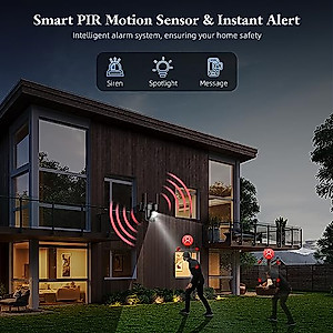 Uniter 4K Solar Security Cameras Wireless Outdoor, 2.4g & 5g WiFi PTZ Camera Battery Powered, 360°View Home Security Systems with Color Night Vision, Spotlight Siren, PIR Sensor, IP66