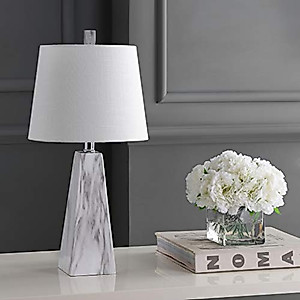JONATHAN Y JYL1037A Owen 20.5" Resin LED Table Lamp, Contemporary, Modern, Elegant, Office, Living Room, Family Room, Dining Room, Bedroom, Hallway, Foyer, White Marble Finish
