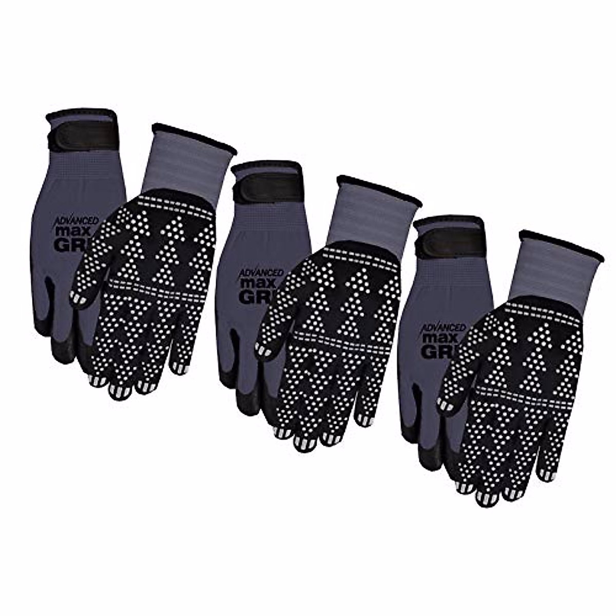 Advanced Max Grip 3 Pack Gloves, Gray