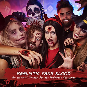 Fake Blood Set, 2.1oz Fake Blood Spray and 2.1oz Dripping Blood and 1.41oz Coagulated Gel Blood, Halloween Washable Fake Blood Makeup for Clothes, Zombie, Vampire Cosplay & Dress Up