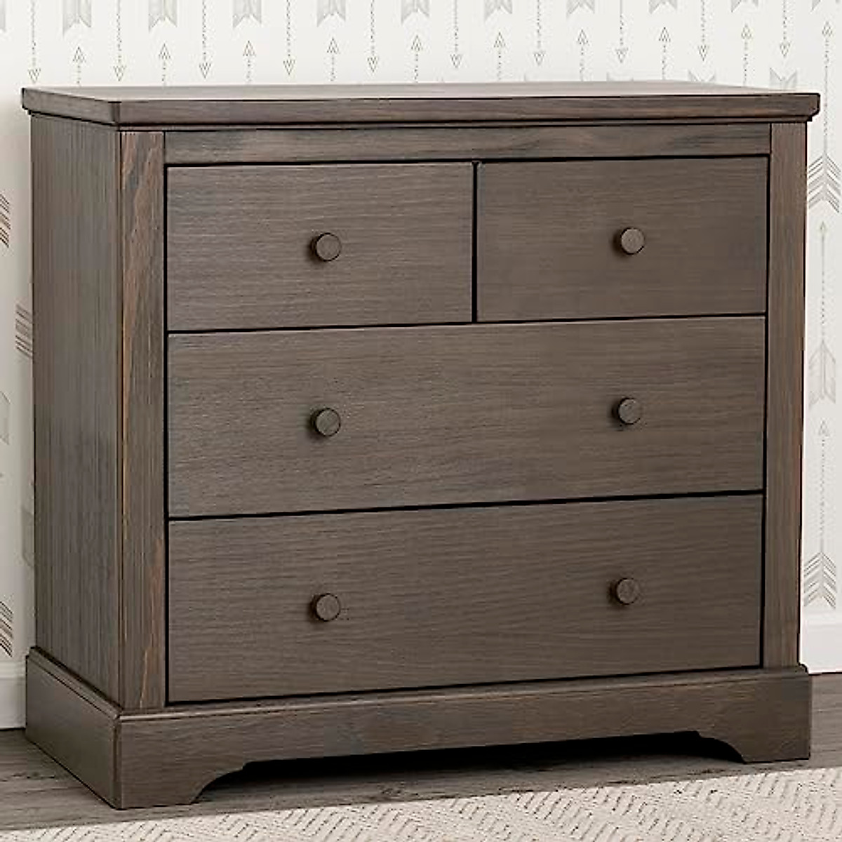 Simmons Kids Paloma 4 Drawer Dresser with Changing Top and Interlocking Drawers - Greenguard Gold Certified, Rustic Grey