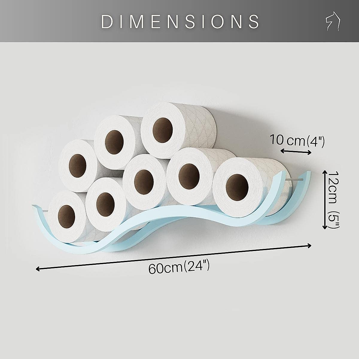 Cloud Wooden Wall Mounted Toilet Roll Holder, Black Loo Paper Storage Shelf, Floating Bathroom Organizer, Stylish Wood Tissue Rack for Wall Hanging Wave(White)