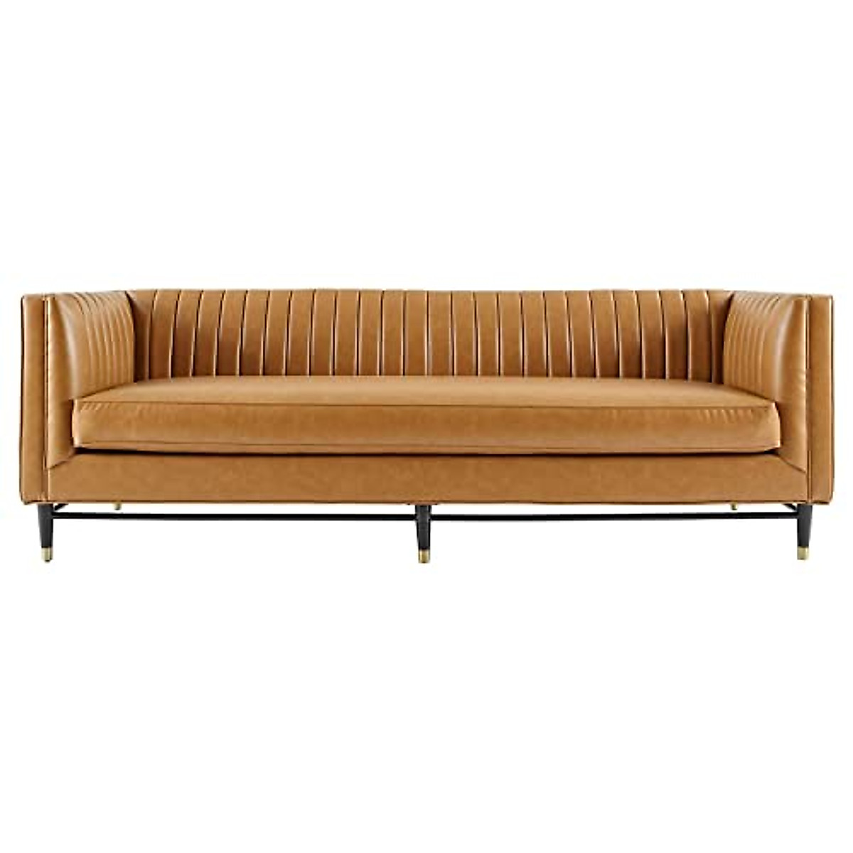 Modway Devote Channel Tufted Vegan Leather, Sofa, Tan