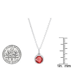 Dazzlingrock Collection 6.5 MM Round Ruby & White Diamond Women Halo Pendant in 18K White Gold