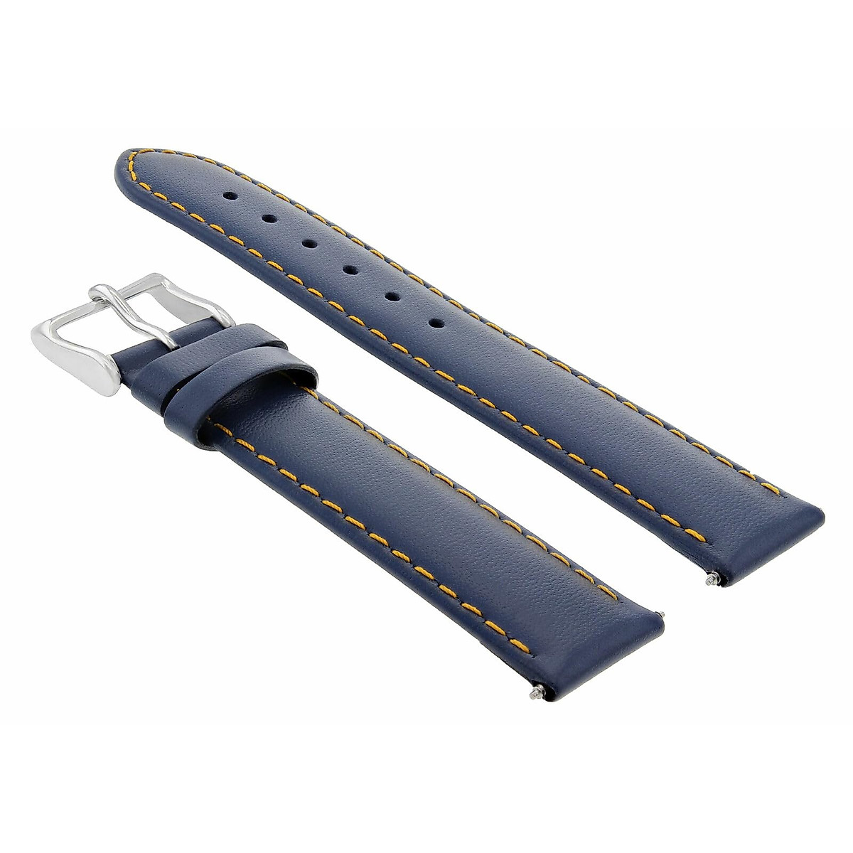 Ewatchparts 22mm Leather Watch Band Strap Compatible With Tag Heuer Carrera Monaco F1 Blue With Orange Stitching