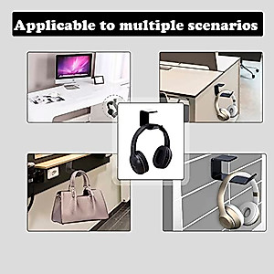 Yovimak Multifunctional Acrylic Stand, Headphone Stand Headphone Holder Adhesive Gaming Headset Hook for Most Headphones/Game Controllers, Universal Desktop Wall Mount Hook for Handbag (Black)