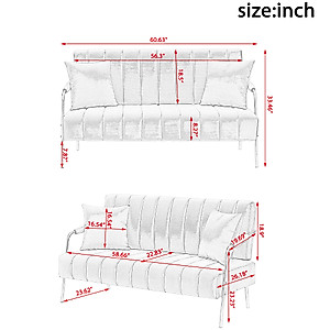 Pvillez Velvet Loveseat Modern Comfy Loveseat Sofa Couch for Living Room Upholstered Love Seats Furniture w/Gold Metal Legs loveseat for Small Spaces, Apartment, Bedroom, Dorm, Office (Pink Loveseat)