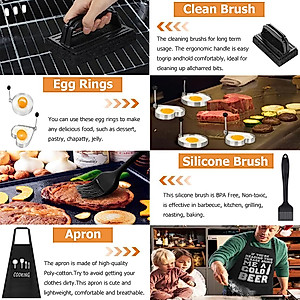Blackstone Griddle Accessories Kit, 145 Pcs Flat Top Grill Accessories for Blackstone and Camp Chef, Professional Grill Spatula Stainless Steel BBQ Accessories for Men Outdoor Camping