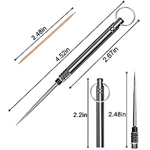 Iliensa 3 Pieces Portable Titanium Toothpicks,Metal Pocket Toothpick Stainless Steel Toothpick Reusable Toothpicks for Outdoor Camping Picnic Travel (Black)