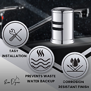 Dishwasher Air Gap (# 72020 - Chrome Kit) | Aftermarket Replacement Compatible with All Major Brands – Durable Chrome and Plastic – Evo Dyne