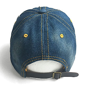 Kangqifen Women Rhinestone Pattern Distressed Denim Baseball Cap Sparkle Bling Hat Adjustable Butterfly