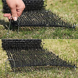 Hmdivor 118"x 11.8" Cat Scat Mat with Spikes, Prickle Strips Digging Stopper Outdoor Deterrent Mat for Indoor Garden Includes 8 Garden Staples