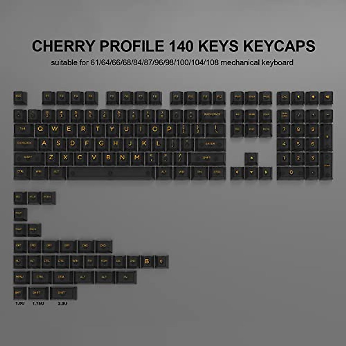 dagaladoo 140 Keys Black Clear Keycaps Full Set, Custom Cherry Profile Keyboard Keycaps, XVX Transparent PC Material Keycaps for 60% 65% 75% 100% Cherry Gateron Mx Switches Mechanical Keyboard