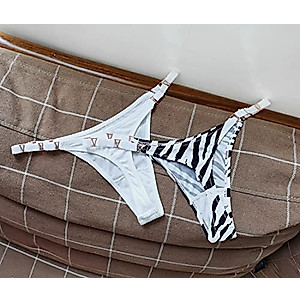 Meshal Sexy G-string Thongs for Women Super Soft Fabric Panties T Back Underpants 5Pack Hipster (6Pack(Metal waist),Large)